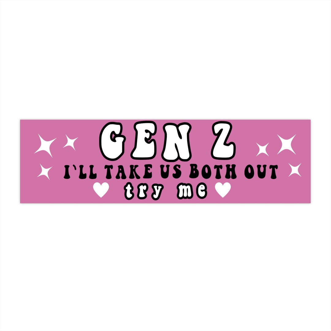 Pink Try Me Gen Z Bumper Sticker, Funny Gift for New Driver, I'll Take ...