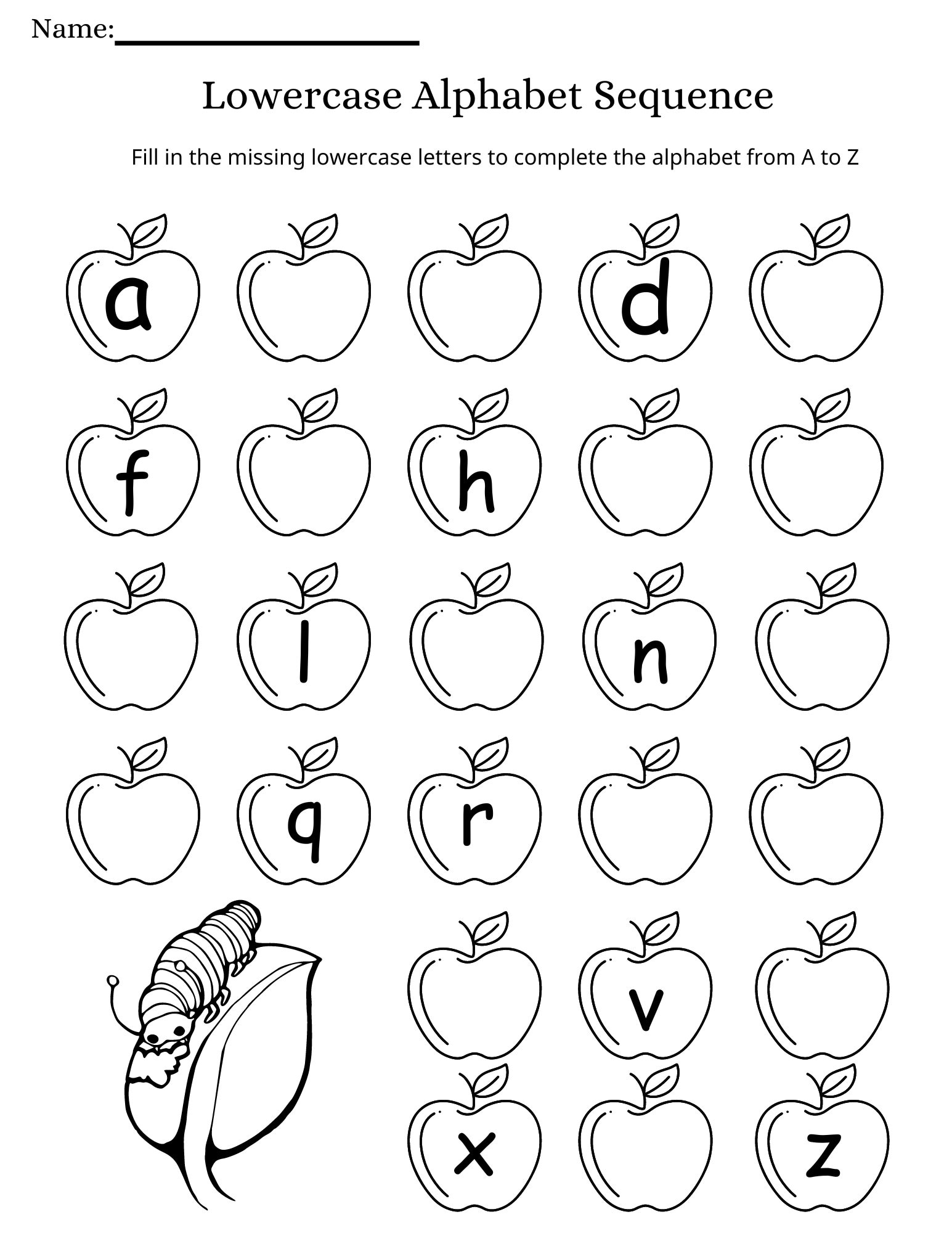 A-Z Uppercase Lowercase Alphabet Worksheet, Printable Learning ...