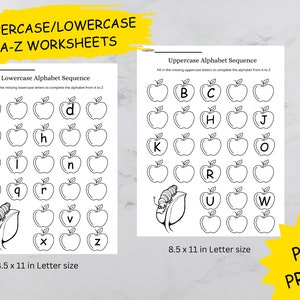 A-Z Uppercase Lowercase Alphabet Worksheet, Printable Learning ...