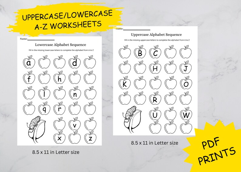 A-Z Uppercase Lowercase Alphabet Worksheet, Printable Learning ...