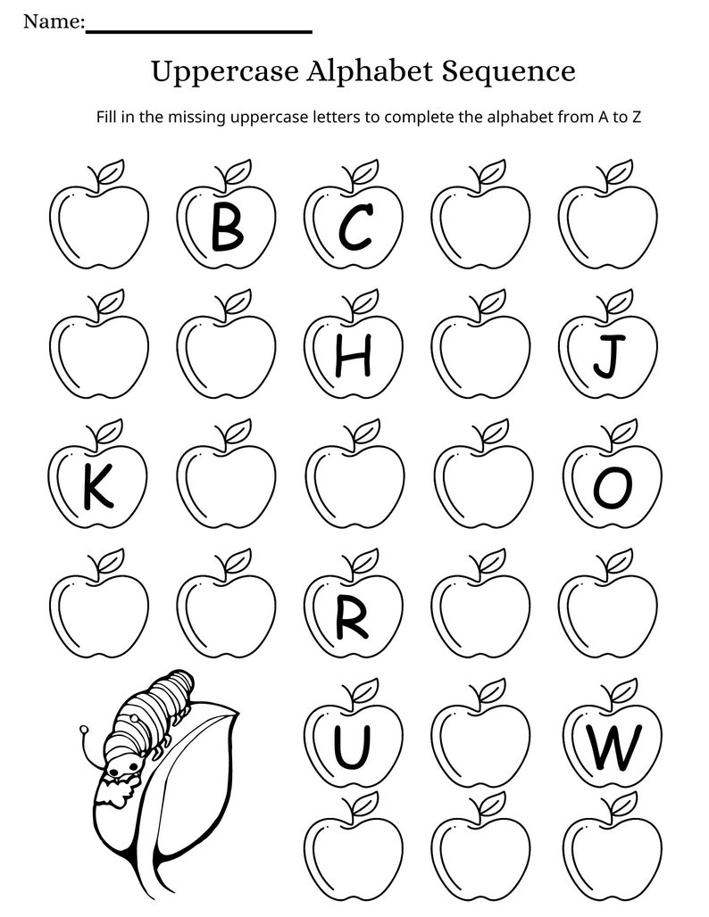 A-Z Uppercase Lowercase Alphabet Worksheet, Printable Learning ...