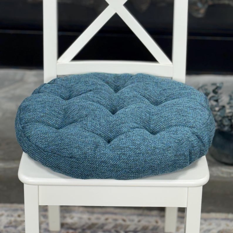 Chair Pads Round Chair Cushion With 7 Tufts Recycled Fabric Seat Pad ...