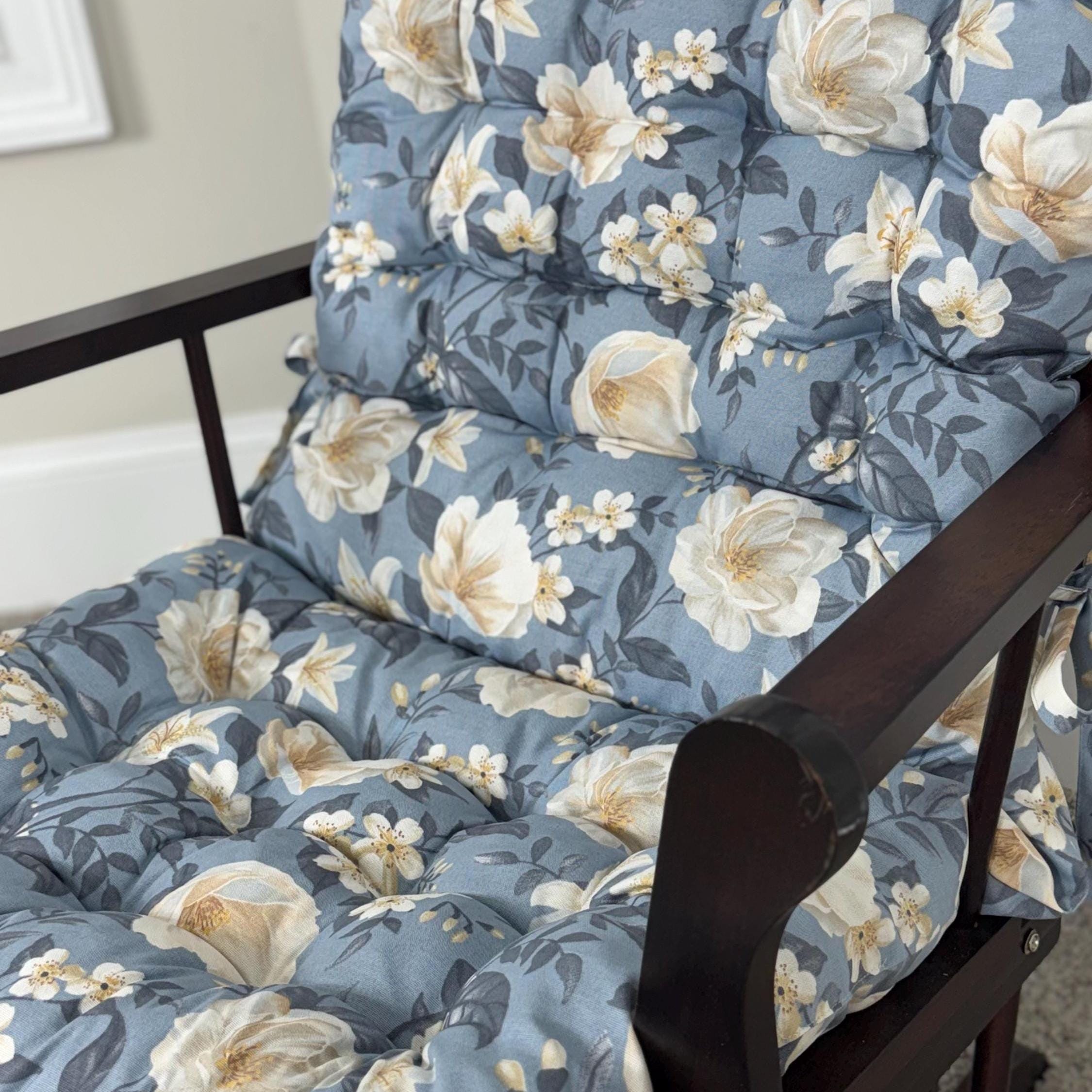 Magnolia Rocking Chair Cushion Tufted Pad With Ties for Glider Armchair ...