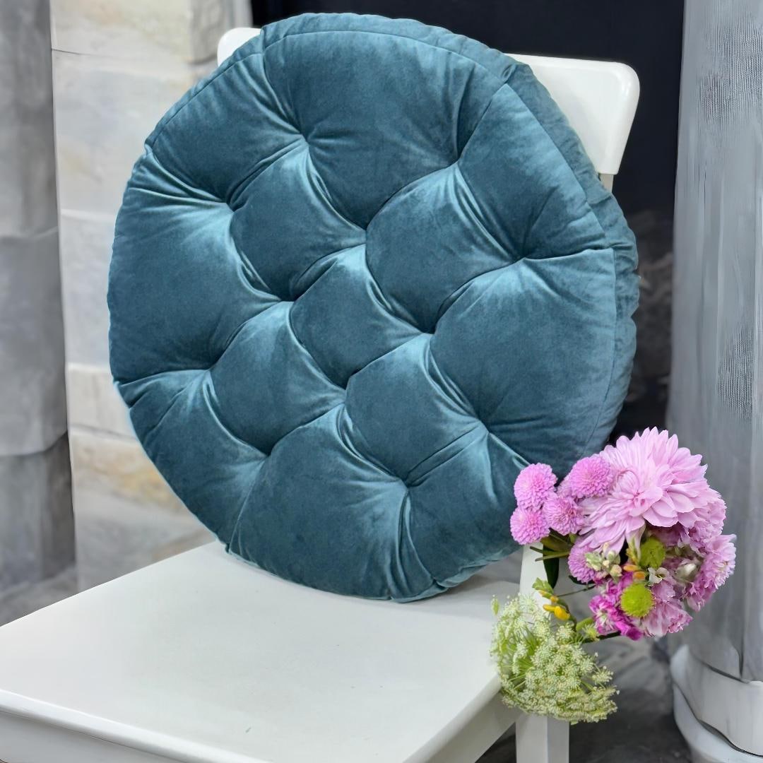 Velour Round Chair Cushion Dining Room Chair Cushions Tufted Round ...