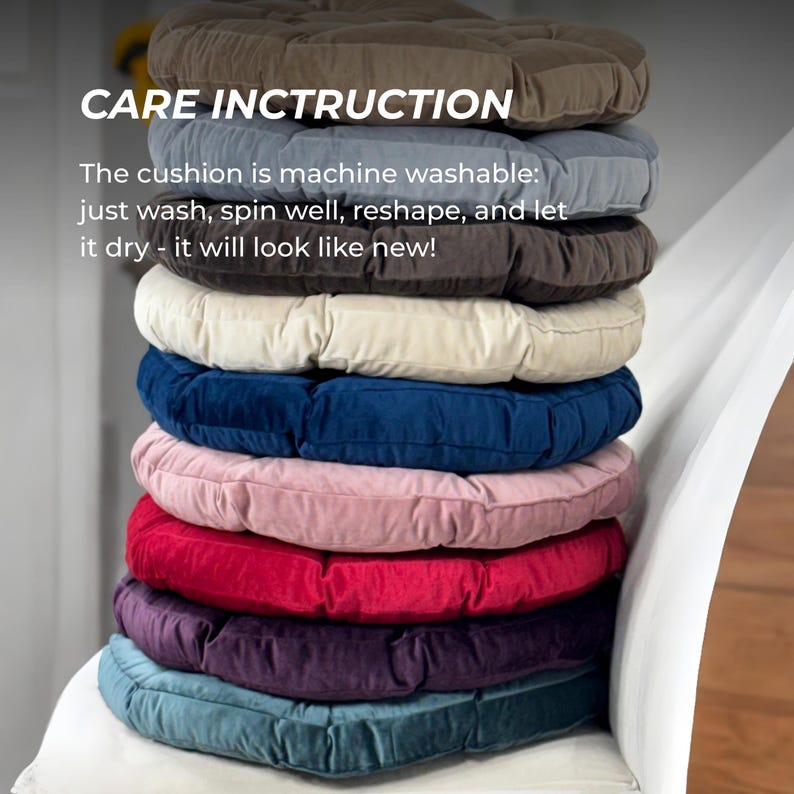 Velour Cushion Square Chair Cushion Velvet Tufted Pad Thick Seat Pads ...