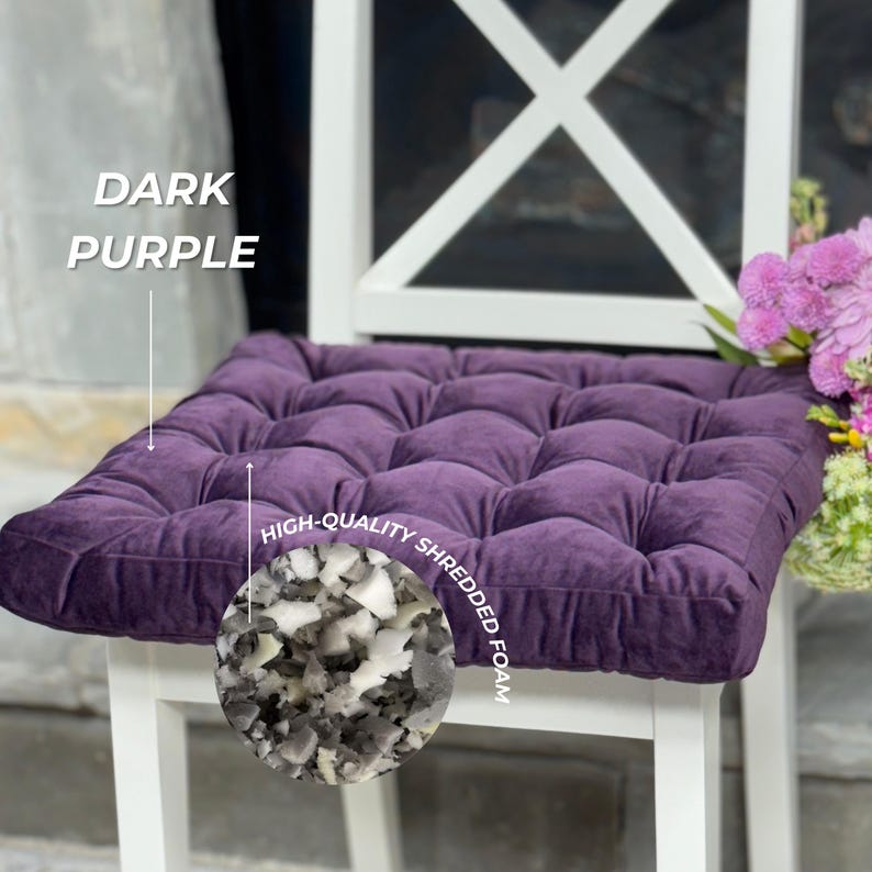 Velour Cushion Square Chair Cushion Velvet Tufted Pad Thick Seat Pads ...