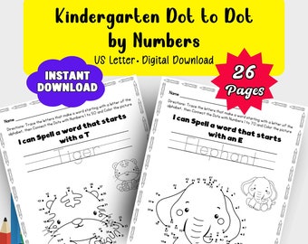 Pre-kindergarten Dot to Dot Animals of the Alphabet Printable Connect ...