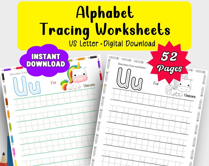 26 Printable Trace the Alphabet Worksheets, Preschool-kdg Phonics ...