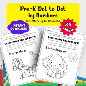 Pre-kindergarten Dot to Dot Animals of the Alphabet Printable Connect ...