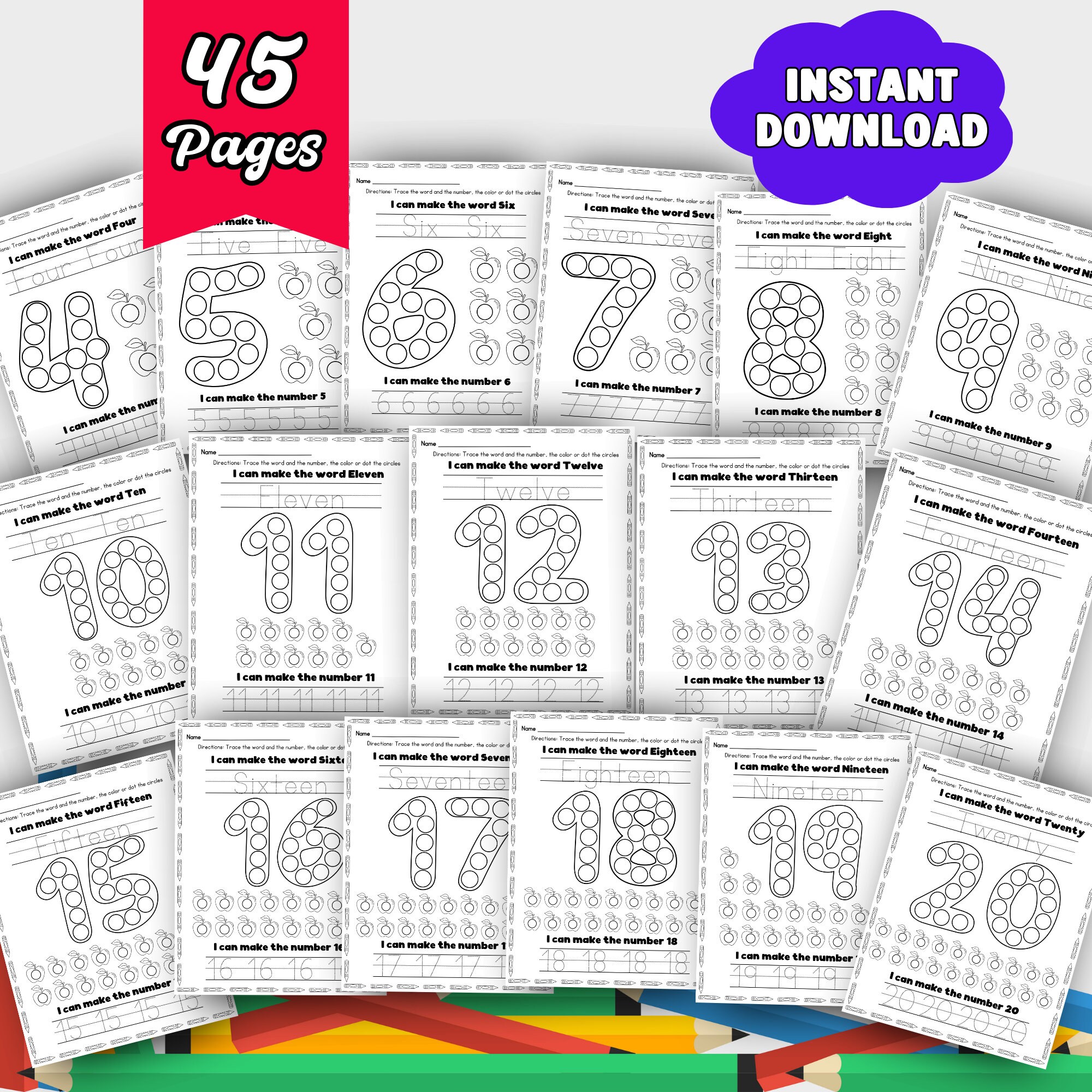 Do a Dot Numbers Shapes and Colors Printable Trace Numbers and Shapes ...