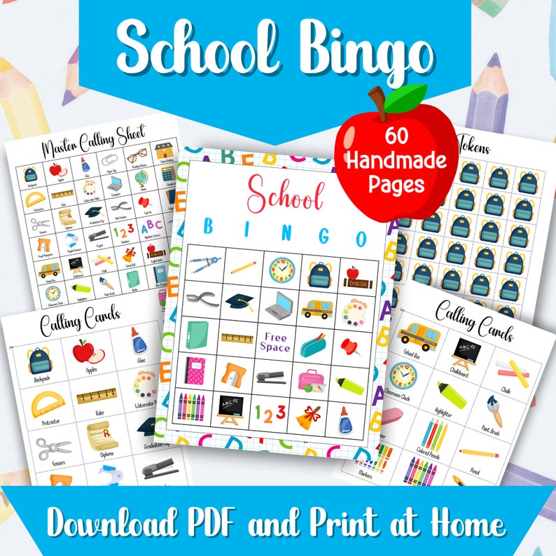 Back to School Bingo Printable, 50 Unique Bingo Cards School Printable ...