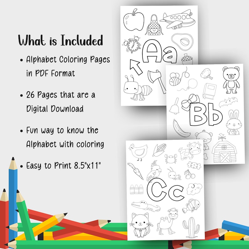 26 Alphabet Coloring Book Printable Coloring Pages Learning Alphabet ...