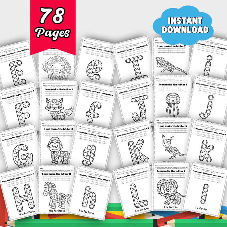 Do a Dot Alphabet Animal Printable Trace Letters of the Alphabet ...