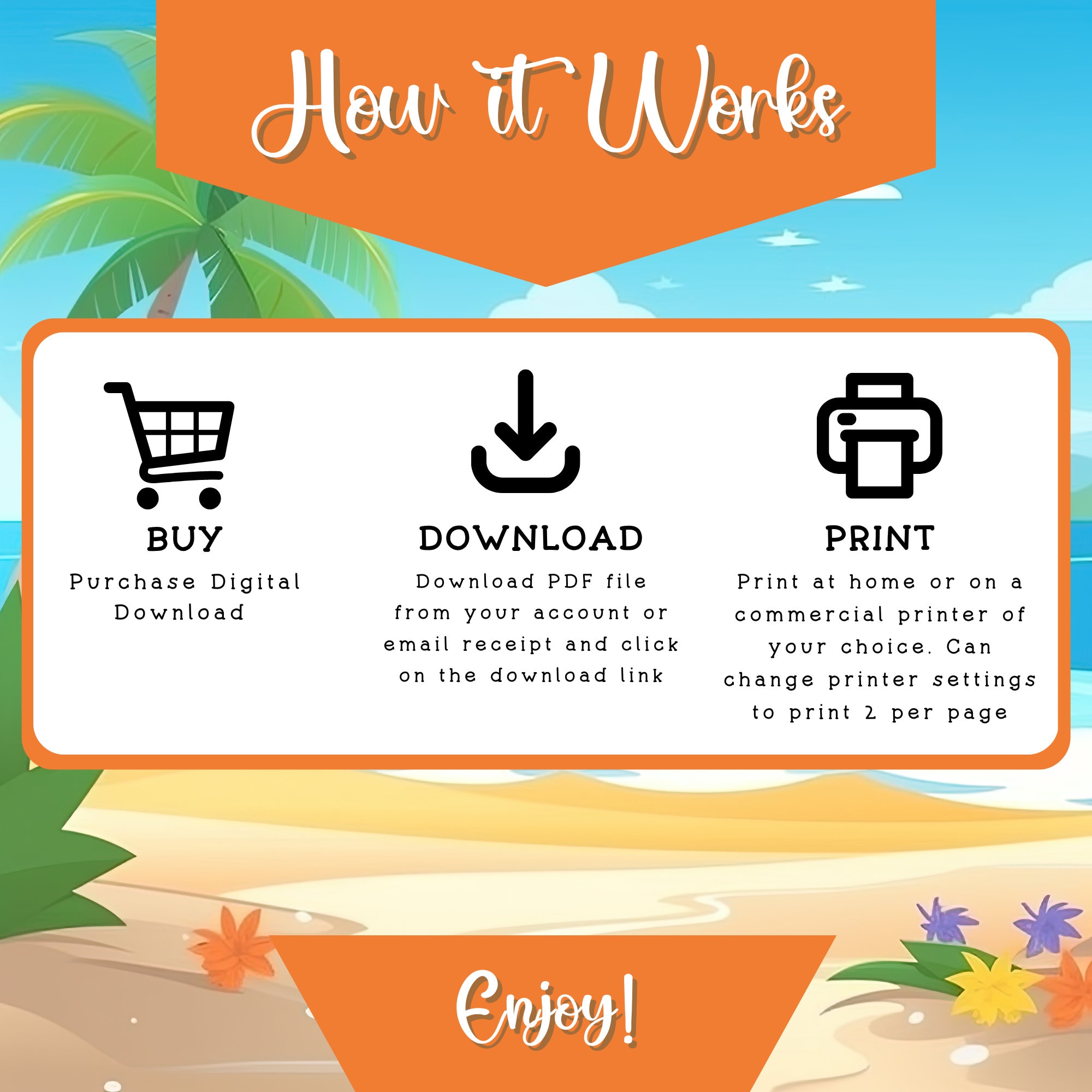 Beach Summer Bingo Printable: 50 Unique Bingo Cards Summer Printable ...