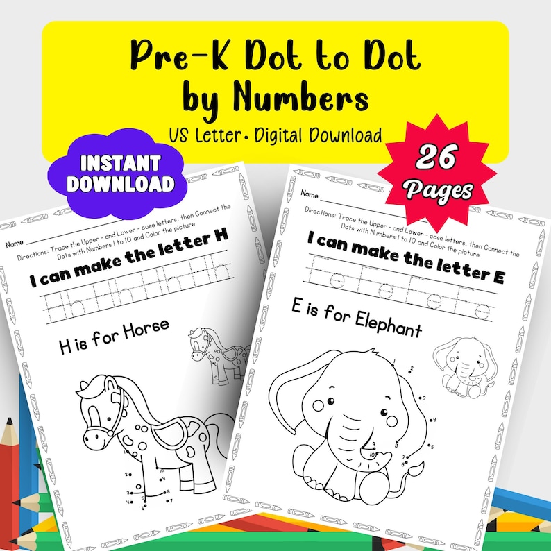 Pre-kindergarten Dot to Dot Animals of the Alphabet Printable Connect ...