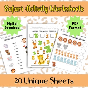 20 Safari Animal Activity Printable Safari Learning Pack Activity ...
