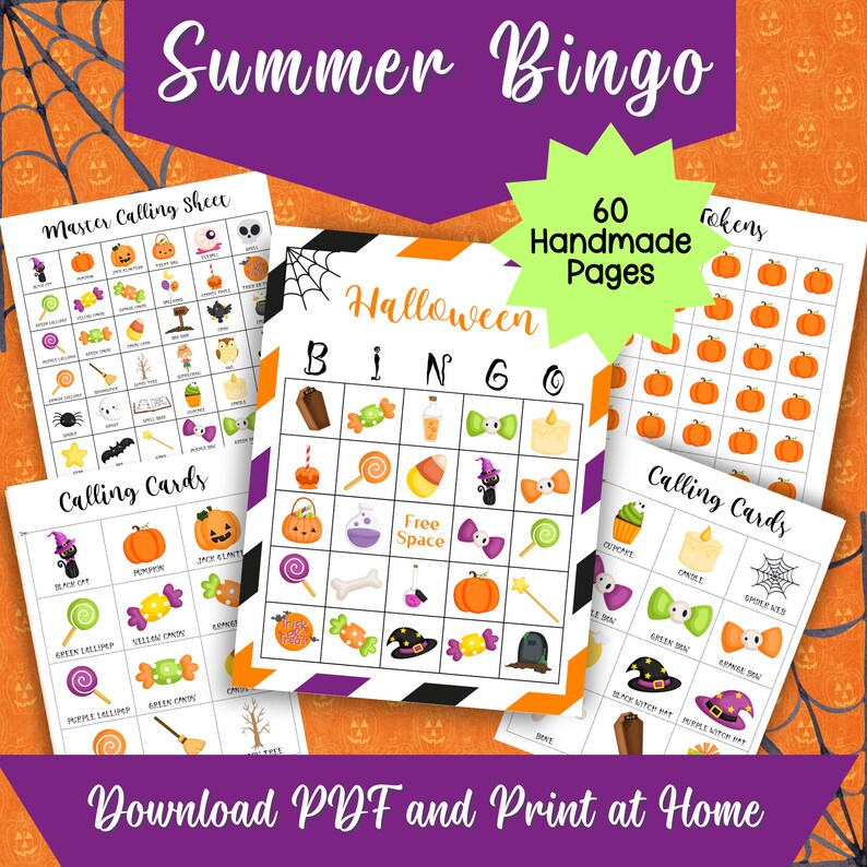 Halloween Bingo Printable: 50 Unique Bingo Cards Halloween Printable ...