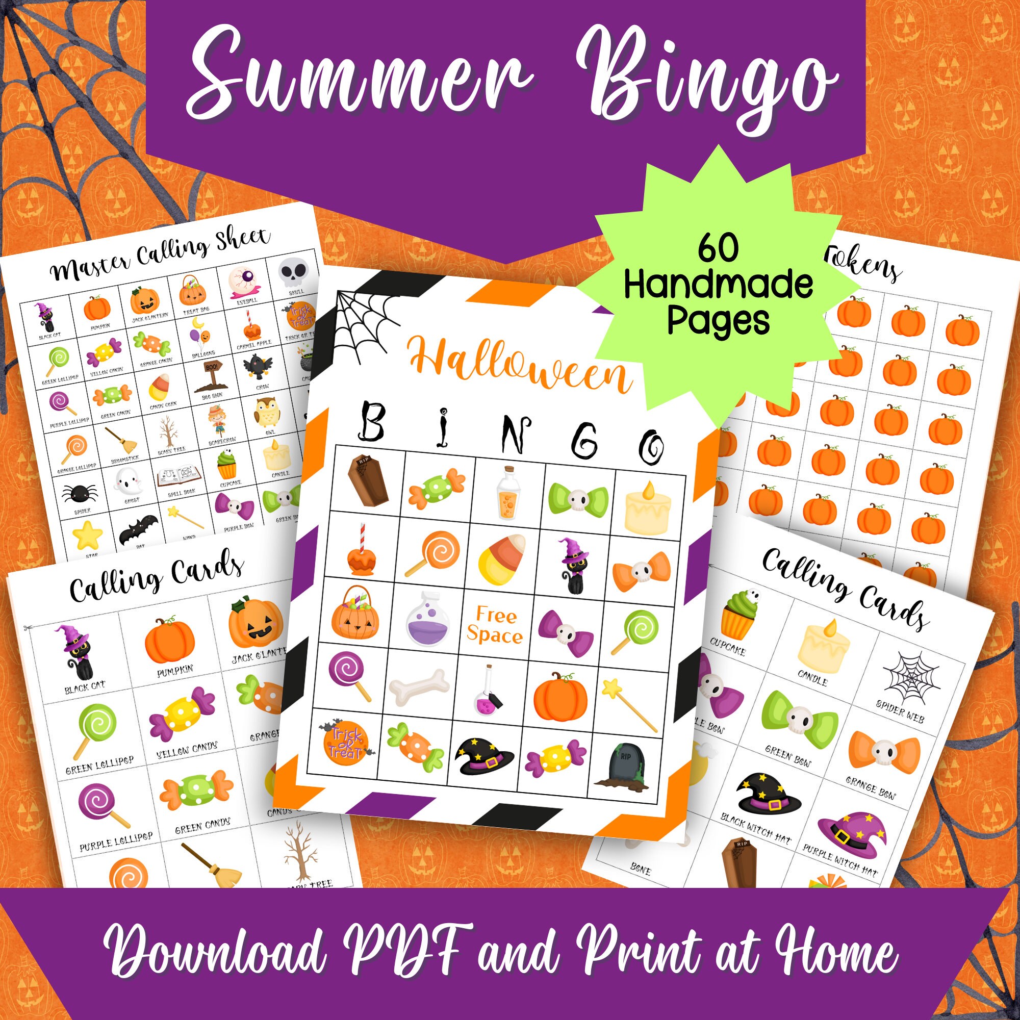 Halloween Bingo Printable: 50 Unique Bingo Cards Halloween Printable ...