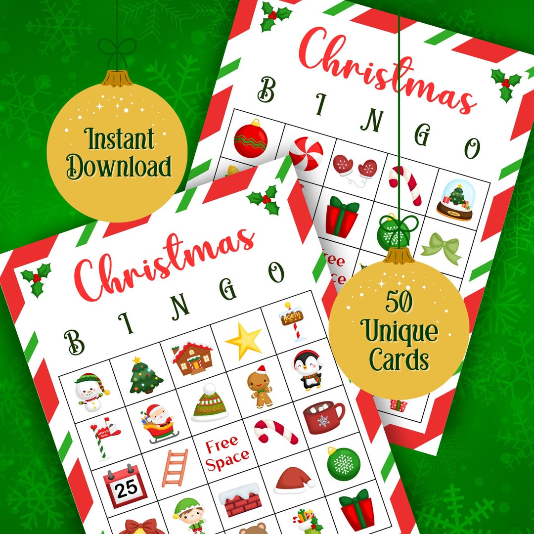 Bingo de Noël à imprimer : 50 cartes de bingo uniques à imprimer Noël ...