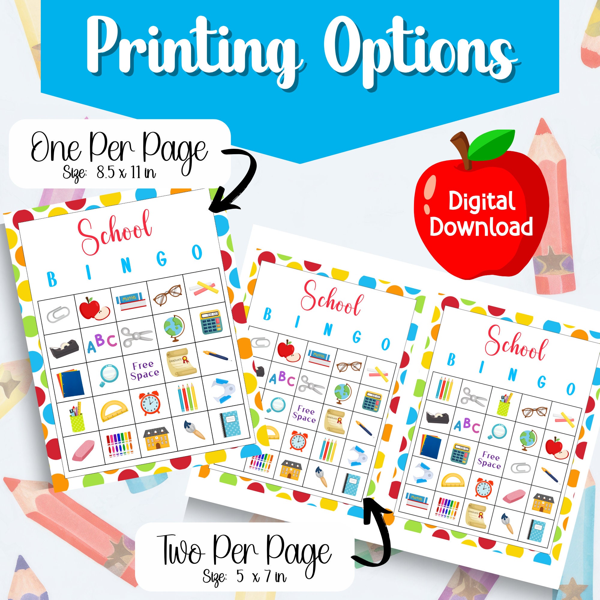 Back to School Bingo Printable, 50 Unique Bingo Cards School Printable ...
