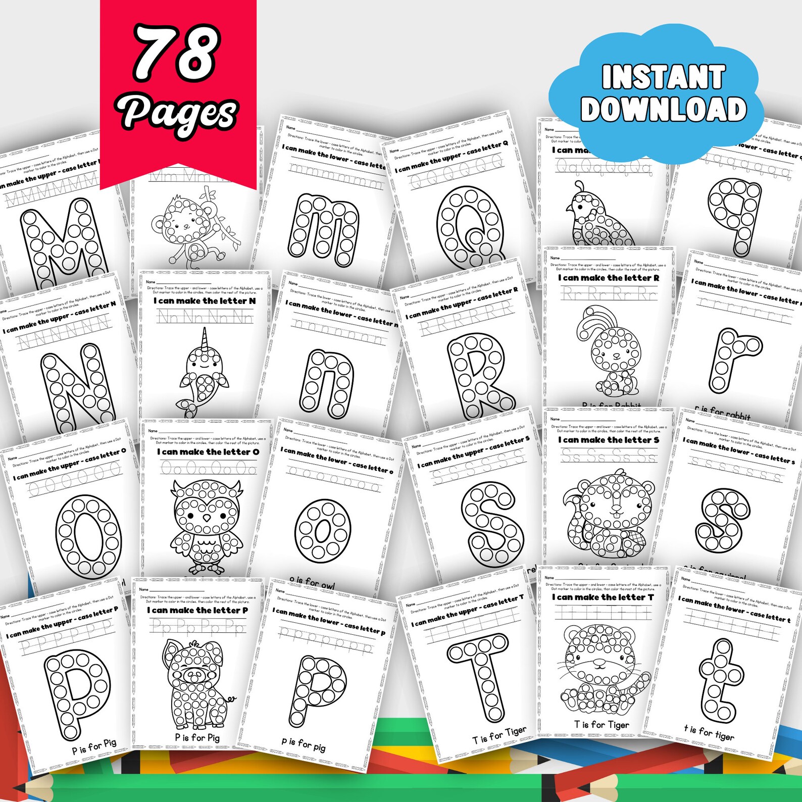 Do a Dot Alphabet Animal Printable Trace Letters of the Alphabet ...