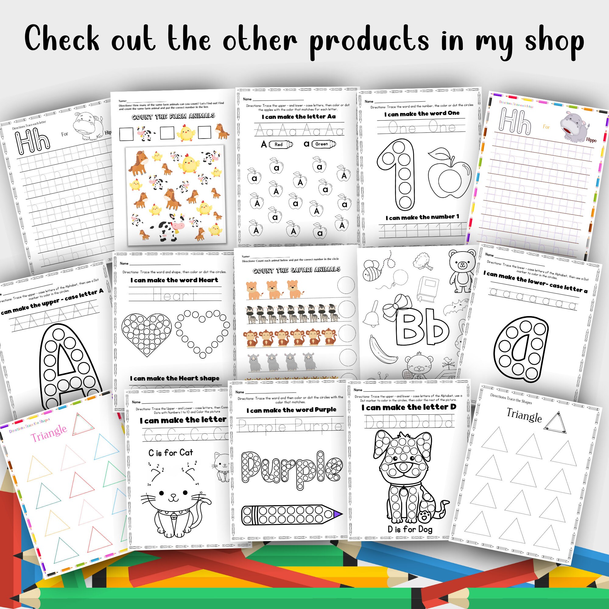 Kindergarten Dot to Dot Animals of the Alphabet Printable Connect the ...