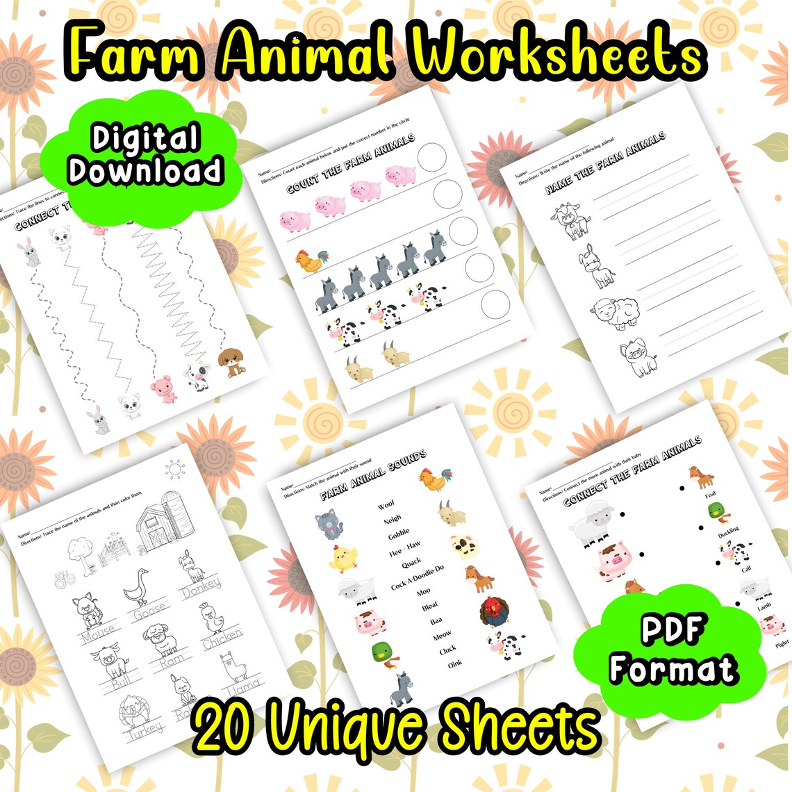 20 Farm Animal Activity Printable Farm Learning Pack Activity ...