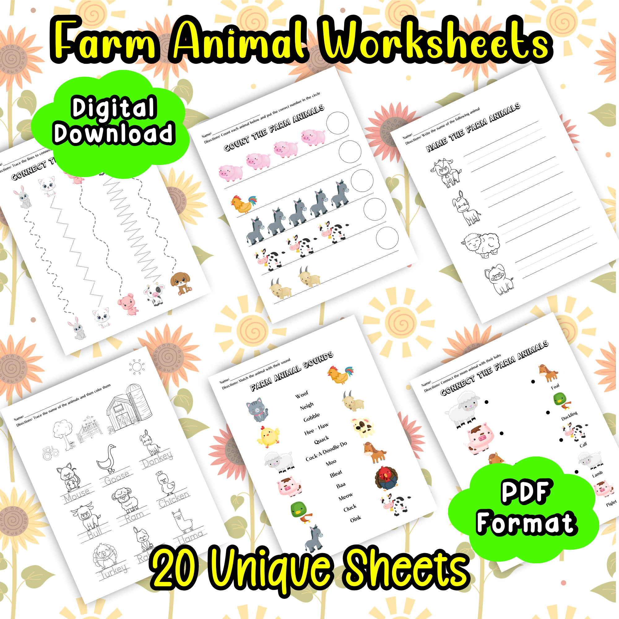 20 Farm Animal Activity Printable Farm Learning Pack Activity ...
