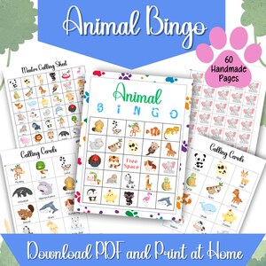 Animal Bingo Printable, 50 Unique Bingo Cards Animal Printable, Party ...