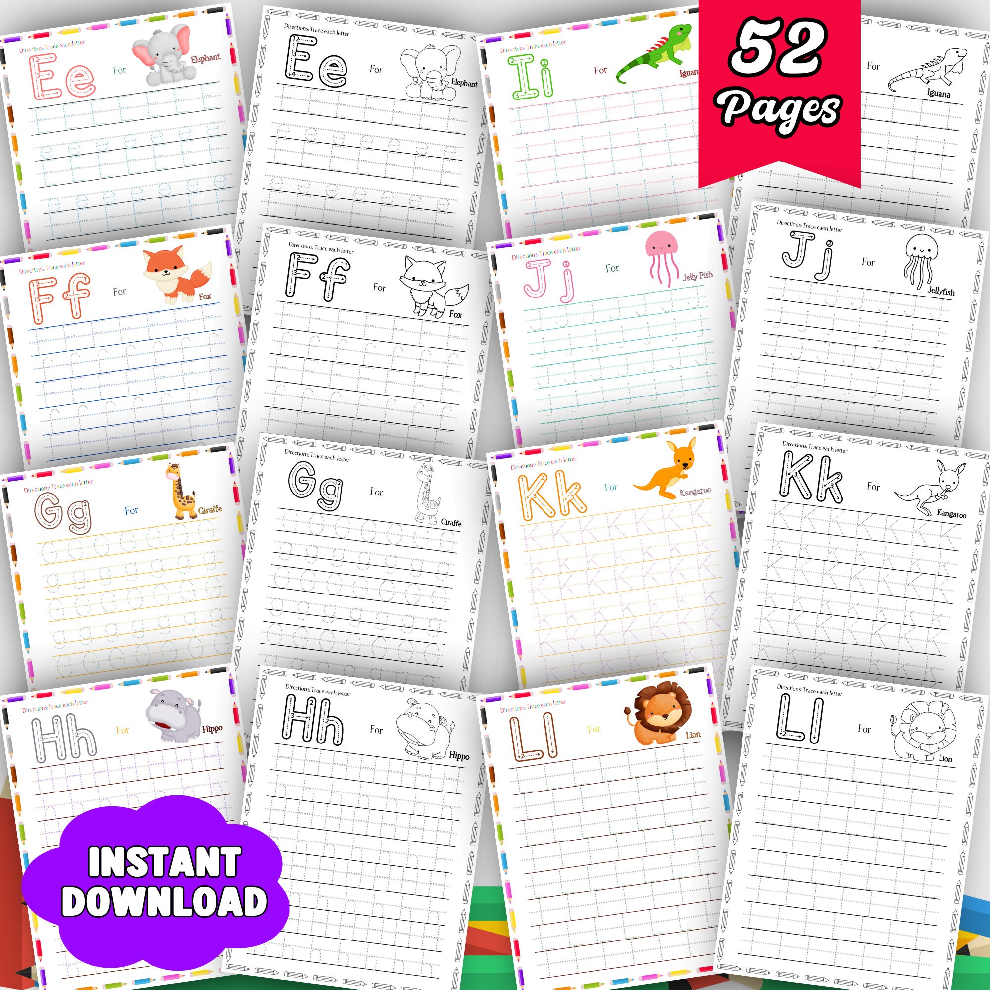 Trace the Alphabet Printable Upper- and Lower-case Alphabet Worksheets ...