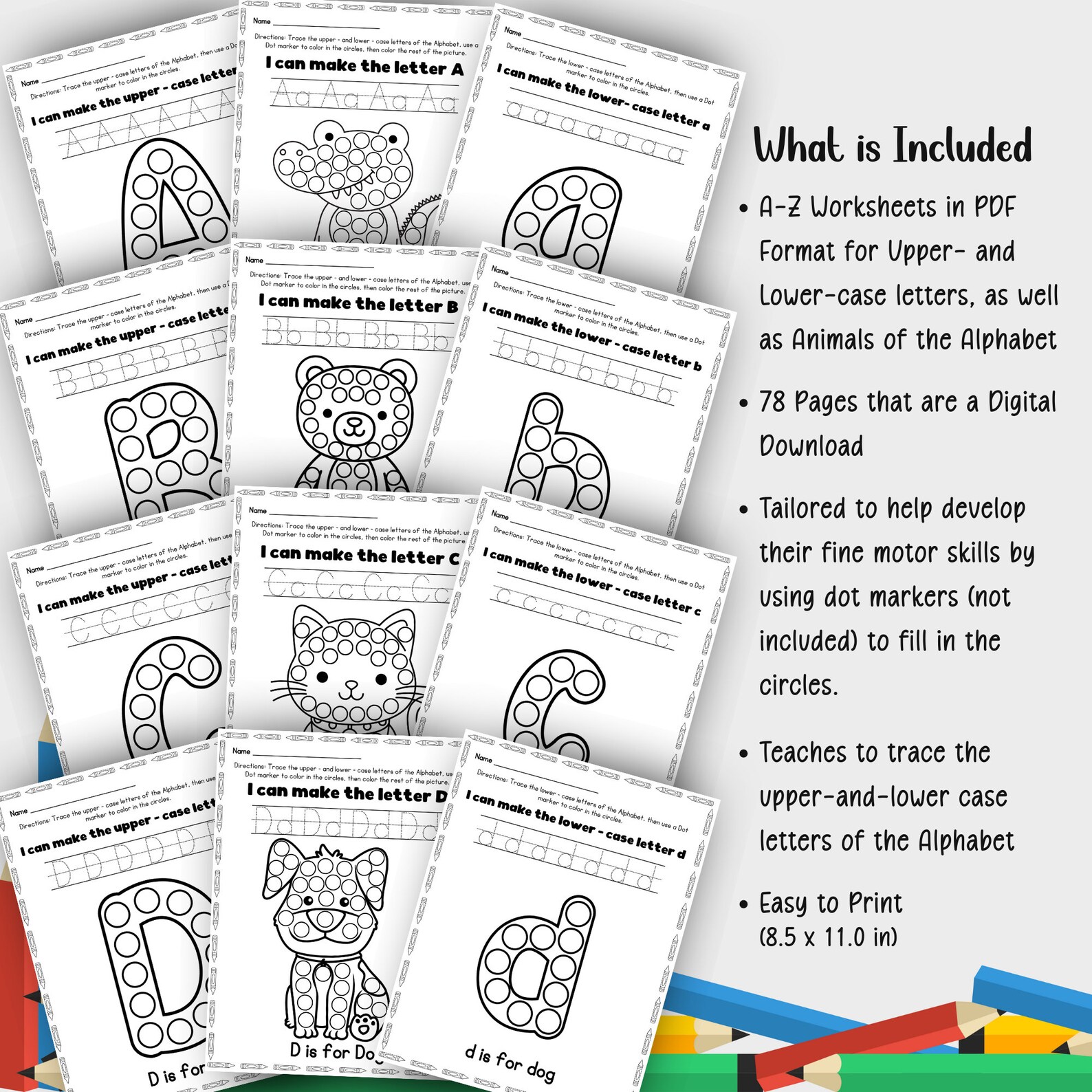 Do a Dot Alphabet Animal Printable Trace Letters of the Alphabet ...