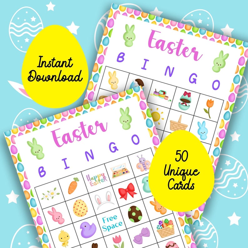 Easter Bingo Printable 50 Unique Bingo Cards Easter Printable, Easter ...