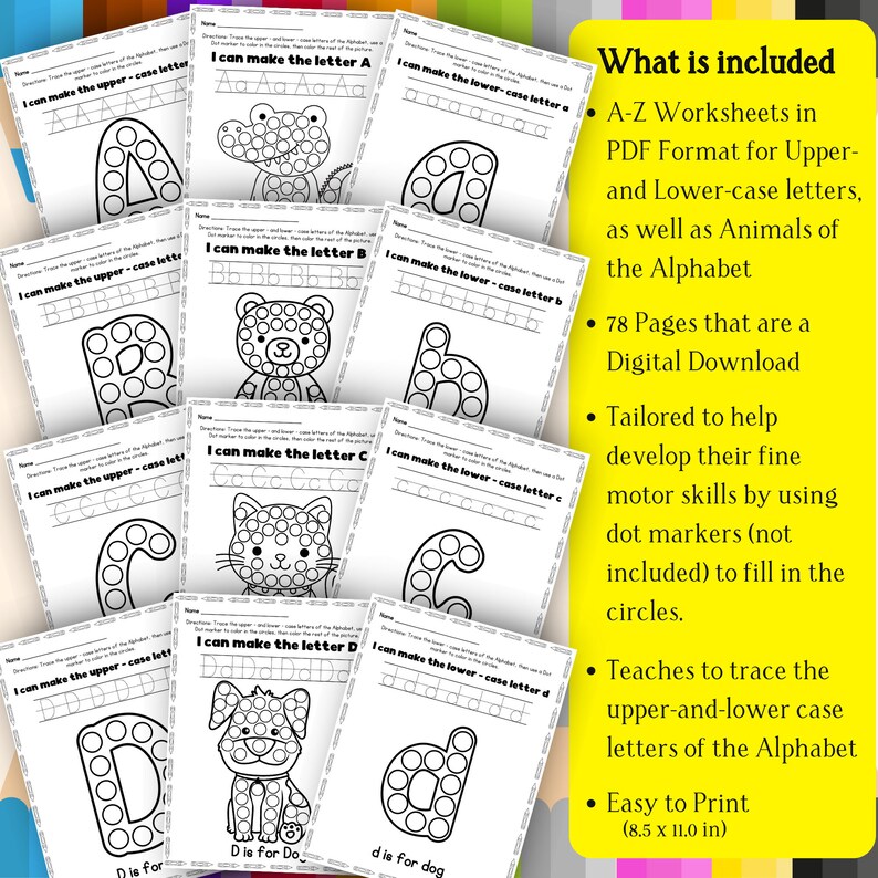 Do a Dot Alphabet Animal Printable Trace Letters of the Alphabet ...