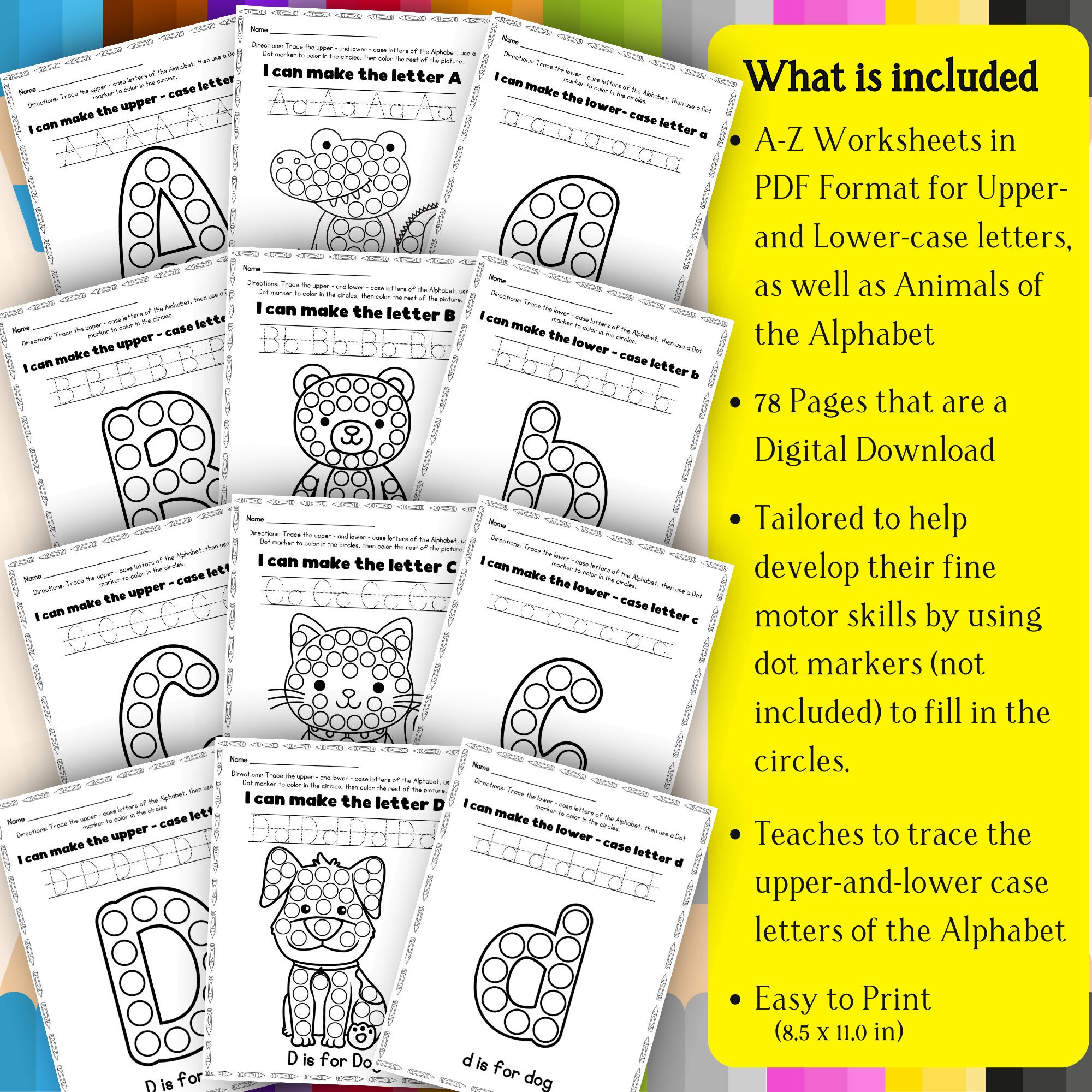 Do a Dot Alphabet Animal Printable Trace Letters of the Alphabet ...