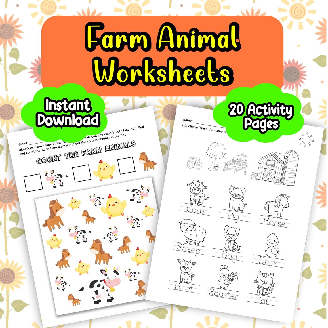 20 Farm Animal Activity Printable Farm Learning Pack Activity ...
