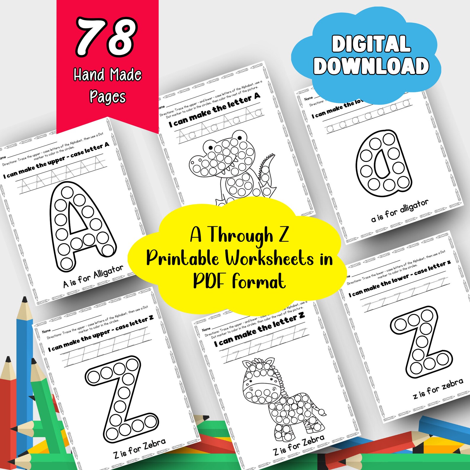 Do a Dot Alphabet Animal Printable Trace Letters of the Alphabet ...