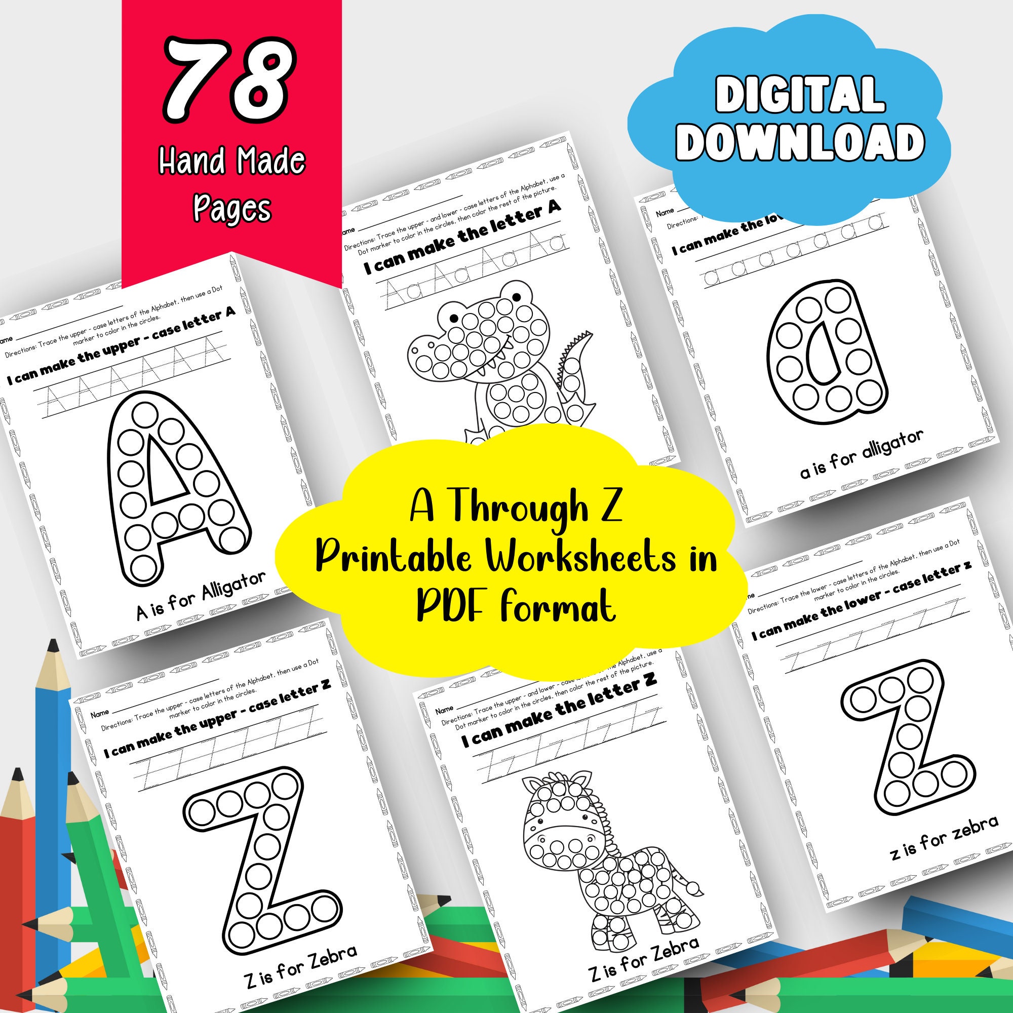 Do a Dot Alphabet Animal Printable Trace Letters of the Alphabet ...