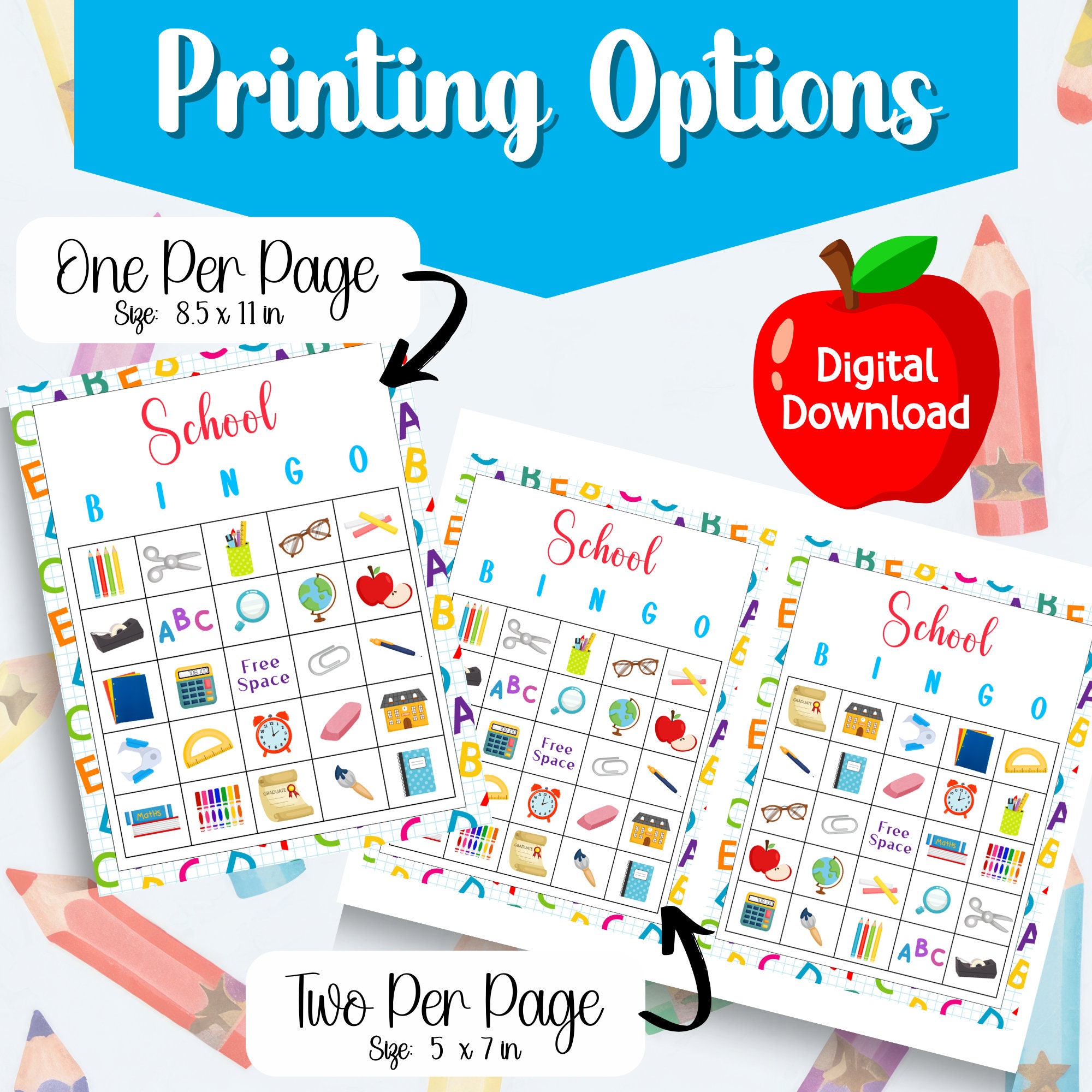 Back to School Bingo Printable, 50 Unique Bingo Cards School Printable ...