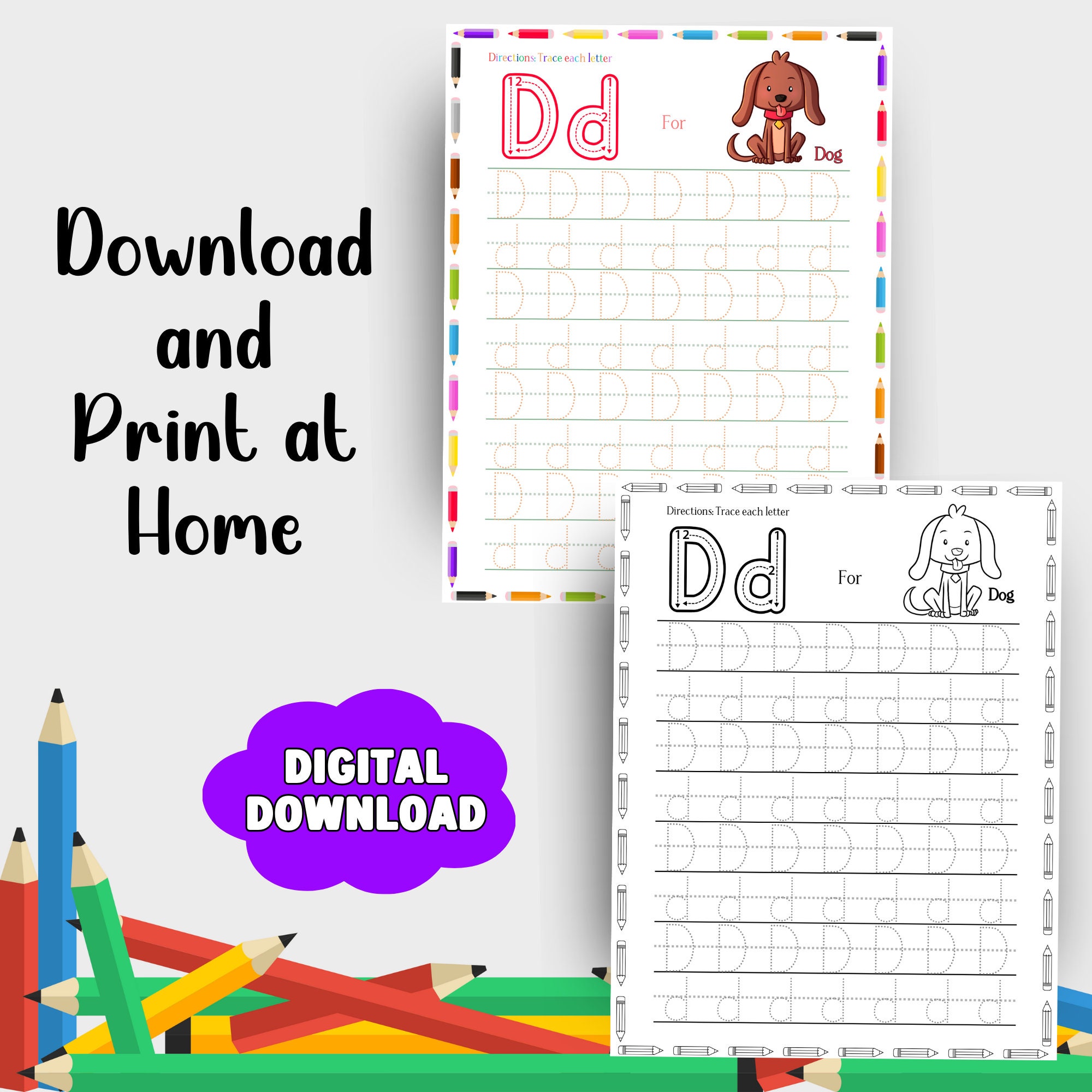 Trace the Alphabet Printable Upper- and Lower-case Alphabet Worksheets ...
