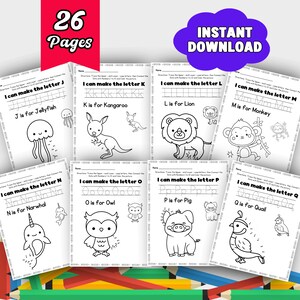Pre-kindergarten Dot to Dot Animals of the Alphabet Printable Connect ...