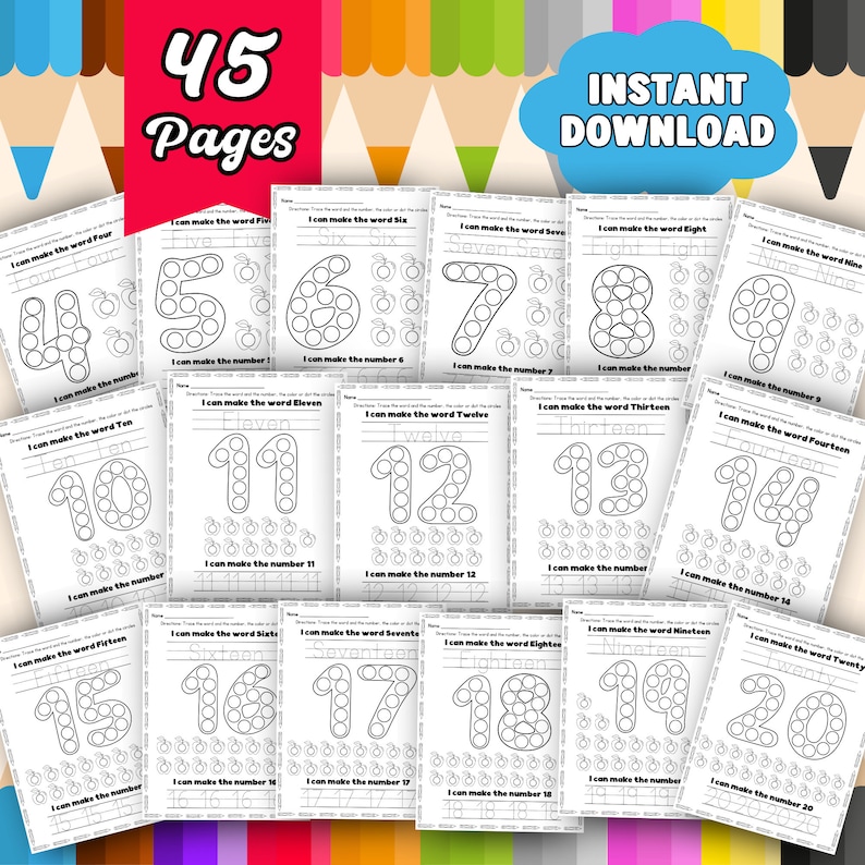 Do a Dot Numbers Shapes and Colors Printable Trace Numbers and Shapes ...