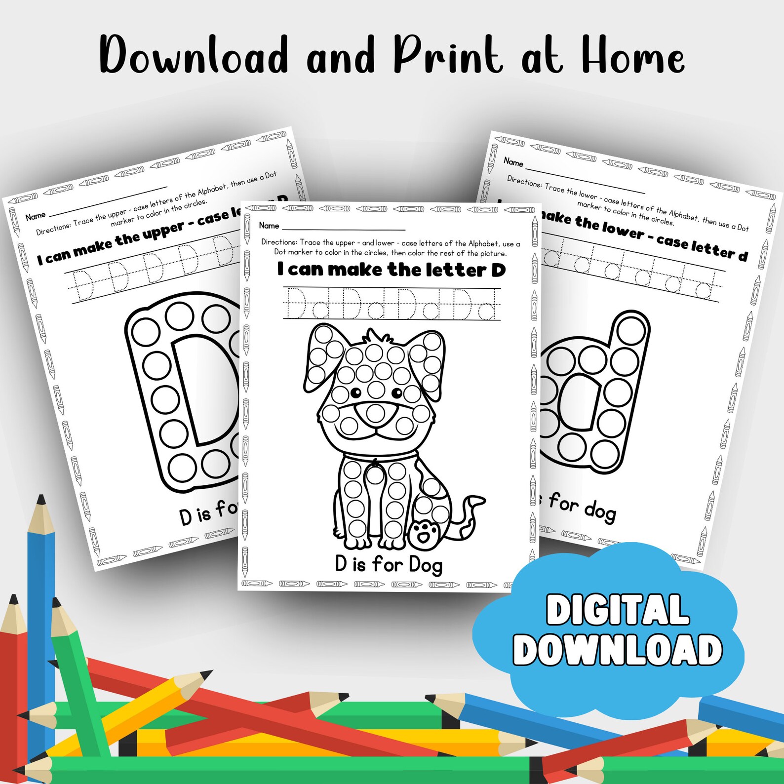 Do a Dot Alphabet Animal Printable Trace Letters of the Alphabet ...