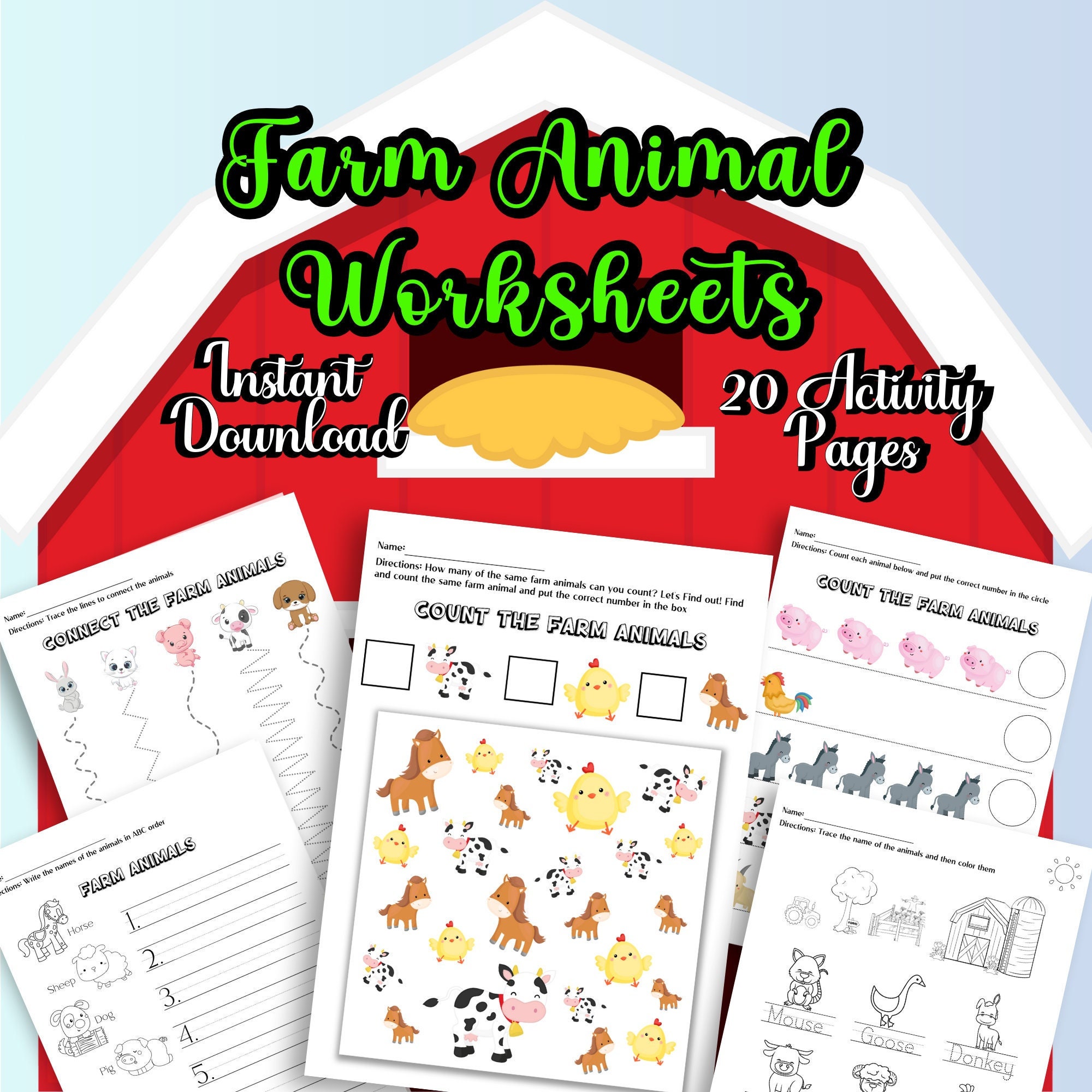 20 Farm Animal Activity Printable Farm Learning Pack Activity ...