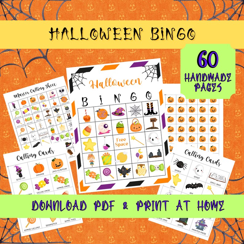 Halloween Bingo Printable 50 Unique Bingo Cards Halloween Printable ...