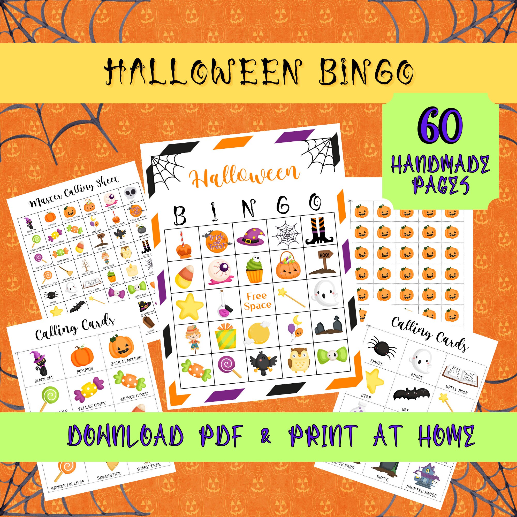 Halloween Bingo Printable 50 Unique Bingo Cards Halloween Printable ...