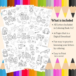 26 Alphabet Coloring Book Printable Coloring Pages - Etsy