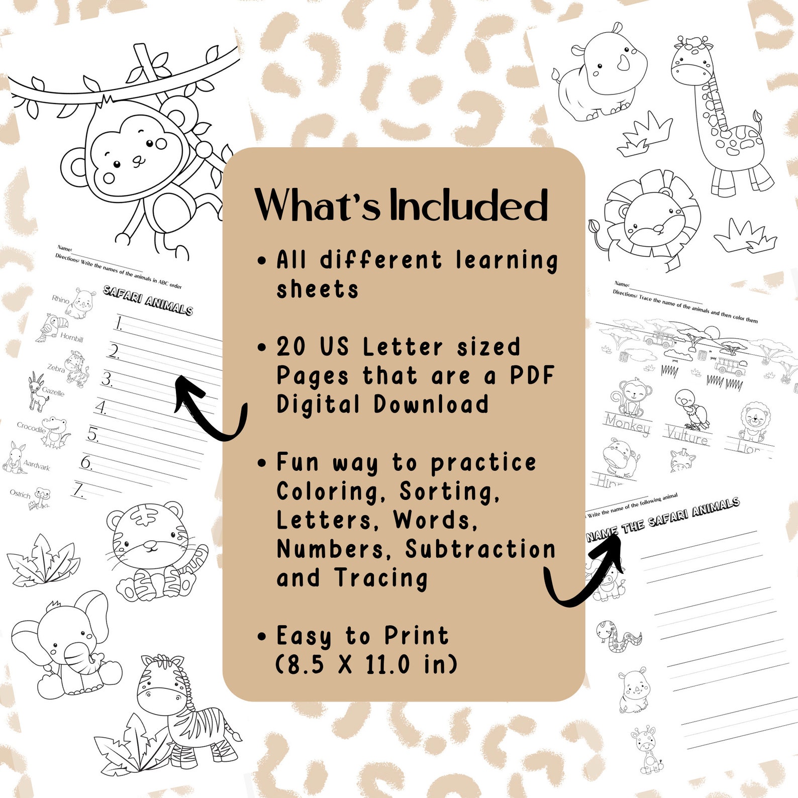 20 Safari Animal Activity Printable Safari Learning Pack Activity ...