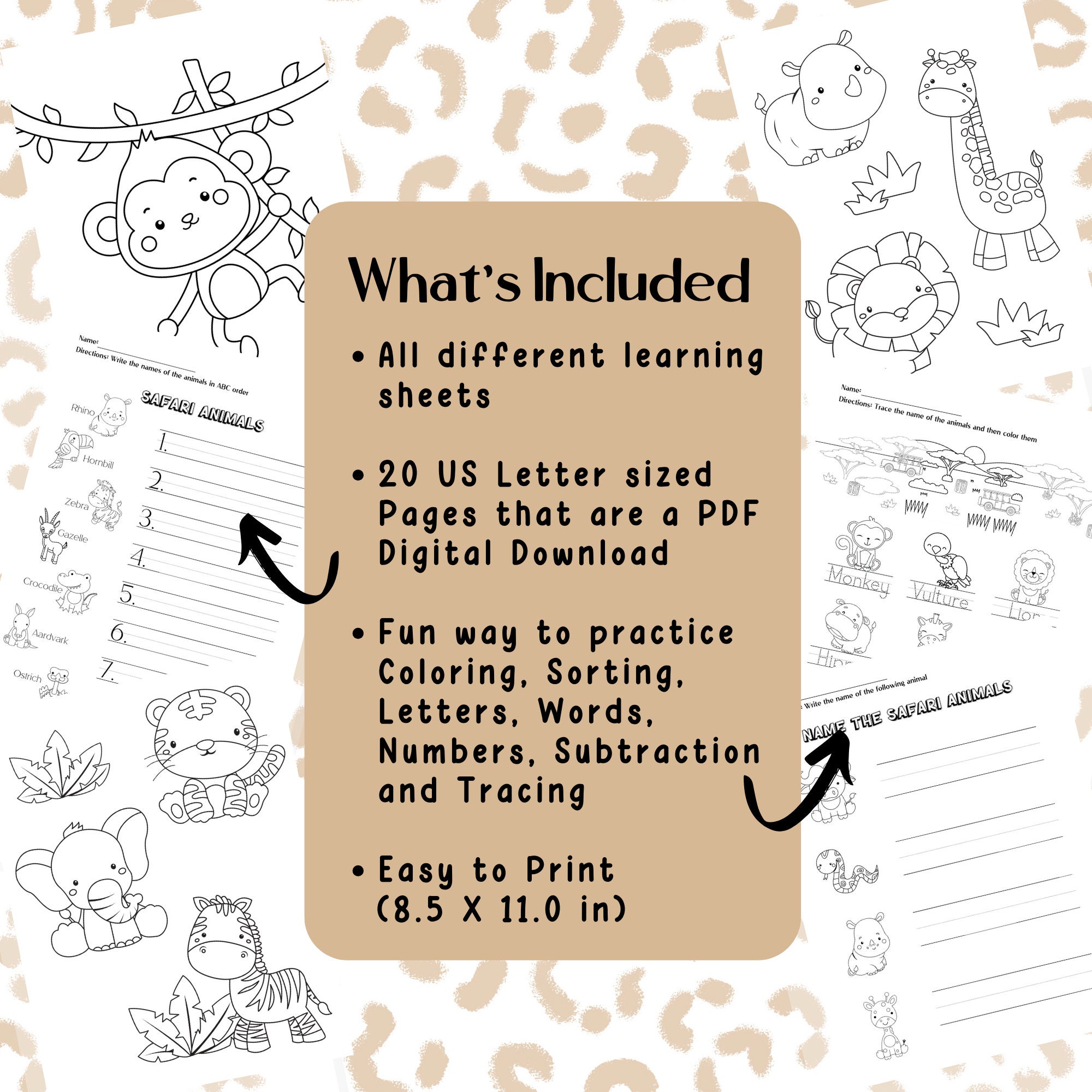 20 Safari Animal Activity Printable Safari Learning Pack Activity ...