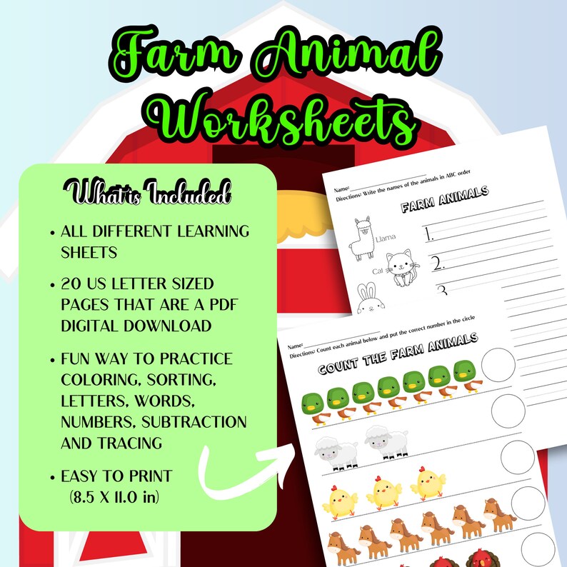 20 Farm Animal Activity Printable Farm Learning Pack Activity ...