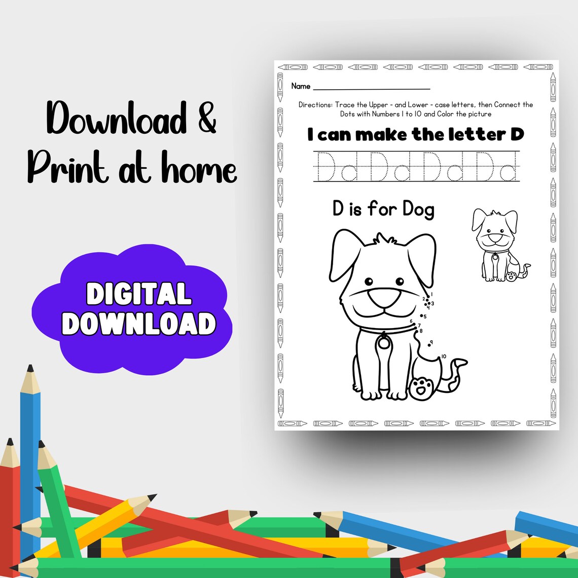 Pre-kindergarten Dot to Dot Animals of the Alphabet Printable Connect ...